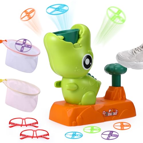 Coikes Outdoor Toys for Kids Flying Disc Launcher Toy with 8 Dics, 2 ...