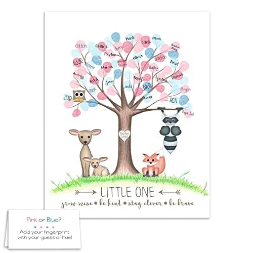 Amazon.com: Personalized Gender Reveal Fingerprint Tree with Woodland ...