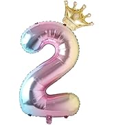 Amazon.com: 2 Number Balloon Pink 40 inch Big Foil Crown Helium 2nd ...
