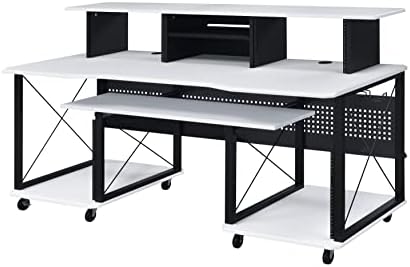 Amazon.com: Acme Suitor Wooden Top Music Recording Studio Desk in White ...