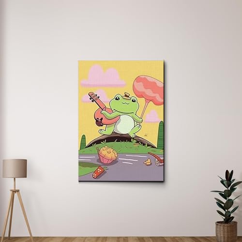 Amazon.com: Canvas Wall Art Kawaii Frog Mushroom Aesthetic Poster ...