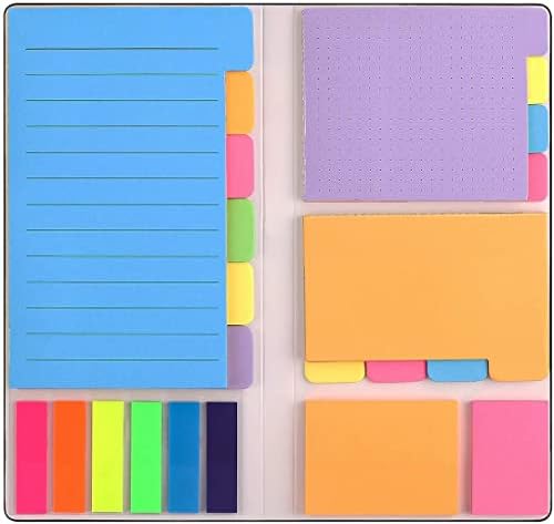 R H lifestyle Sticky Notes Set Memo Pad with 8 Sticky Tabs, Bright Neon ...
