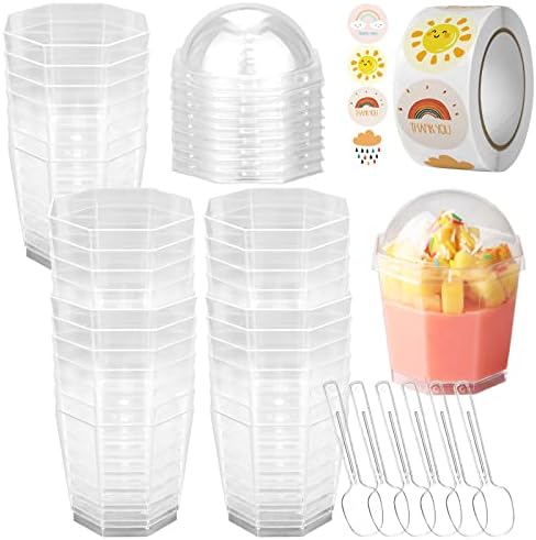 YancLife 50 Pcs Dessert Cups, 5.5oz/160ml Plastic Dessert Pots with ...