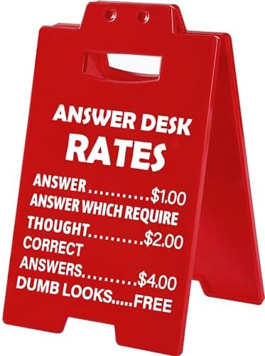 Amazon.com: Cool Work Gifts Funny Answer Desk Rates Desk Sign for Men ...