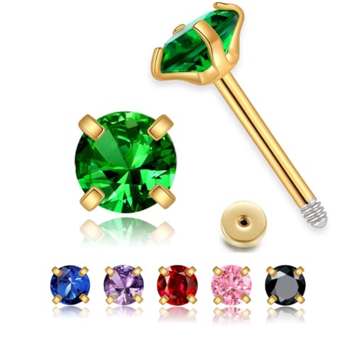 Amazon.com: Small CZ Stud Flatback Earrings for Women,Dainty Flat Screw Back Cartilage Earring ...