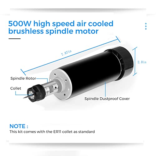 Snapklik.com : Twotrees CNC 500W Spindle Motor Kit, 12000RPM Air Cooled ...