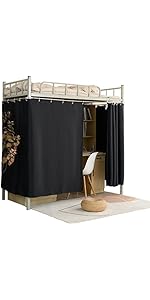 Amazon.com: Teanea Heavy-Duty Blackout Bottom Bunk Bed Curtains Privacy ...