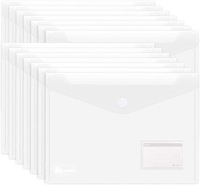 5 x A5 File Folder Plastic Stud File Folder Wallets with Card Holder ...