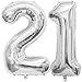 Amazon.com: 21 Balloon Number, 40 Inch Silver Foil Balloons Giant Jumbo ...
