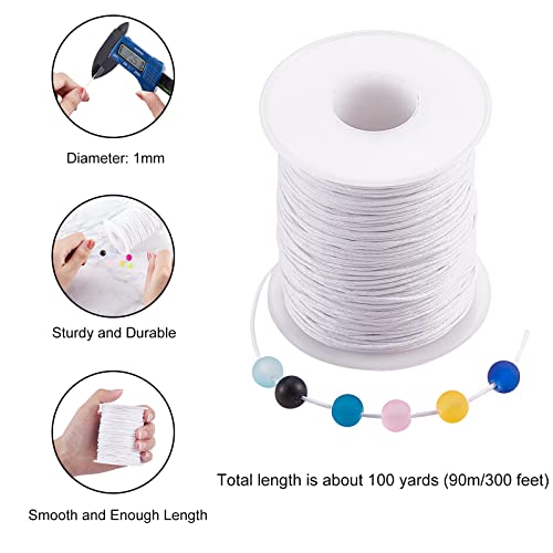 UR URLIFEHALL 100 Yards/90m x 1mm White Waxed Cotton Cord Macrame Waxed ...