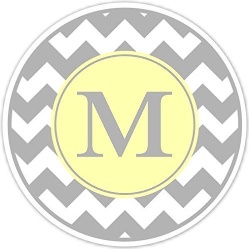 Amazon.com: 36 Wedding Monogram Labels, Gray and Yellow Chevron ...