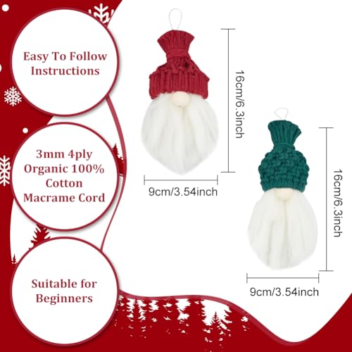 FREEBLOSS 6 Set Macrame Gnomes Santa Claus Kit Macrame DIY Kit for ...