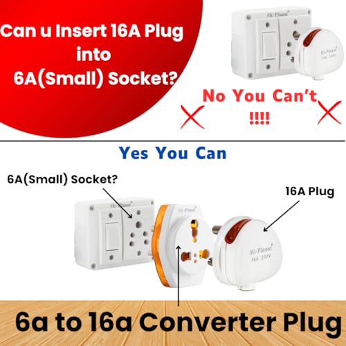 HI-PLASST 6a to 16a Converter Plug for Heater | 6 amp to 16 amp ...
