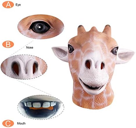 Amazon.com: molezu Giraffe Head mask , Halloween Costumes Party Latex ...