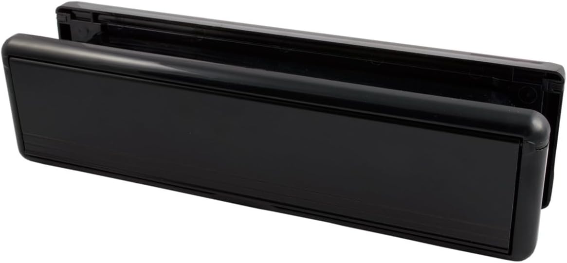 10" UPVC Door Letterbox, Letterplate - Black Letter Box - Midrail (40mm ...