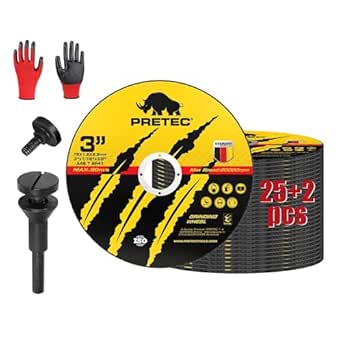 PRETEC Die Grinder Cut-Off Wheel, 27 Pcs 3Inch Cut Off Wheels with 1/4 ...