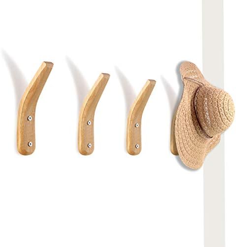 Amazon.com: Boao 4 Pieces Wood Hooks for Towels Wall-Mounted Natural ...