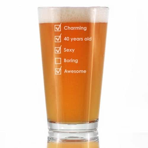 Amazon.com: 40th Birthday Checklist - Pint Glass for Beer - Funny Bday ...