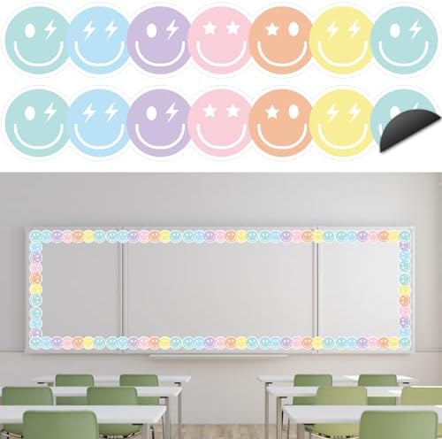 Amazon.com: AnyDesign 32.8Ft Colorful Happy Face Bulletin Board Border ...
