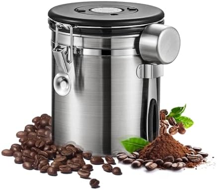Amazon.com: Mixpresso 16 Oz Coffee Canister with Scoop Stainless Steel ...