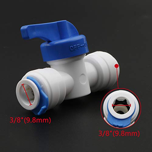 3/8-Inch OD Tube Ball Valve Quick Connect Fitting RO Water System Pack ...