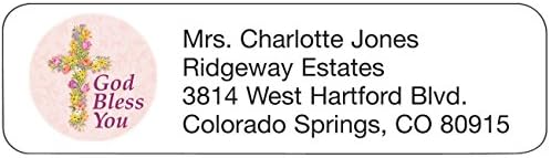 Amazon.com : Personalized Religious Address Labels-Floral Cross Design ...