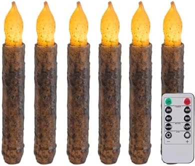 Amazon.com: Aulaygo 6PCS Flameless Taper Primitive Timer Candles with ...