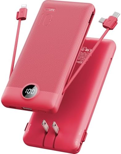 Amazon.com: Nusyddy Portable Charger with Built in Cable and AC Wall ...
