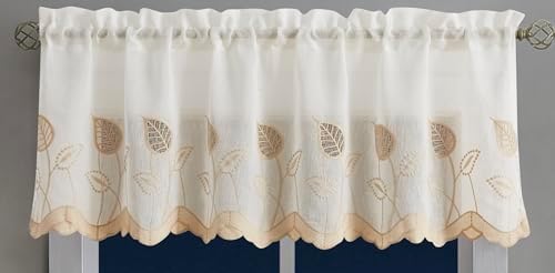 Amazon.com: Warm Home Designs Vintage Ivory Valance. Leaf Embroidered ...