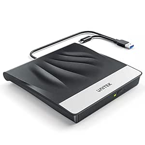 Unitek External CD/DVD Drive for Laptop with USB 3.0 and Type-C, Portable DVD Player, Optical CD ...