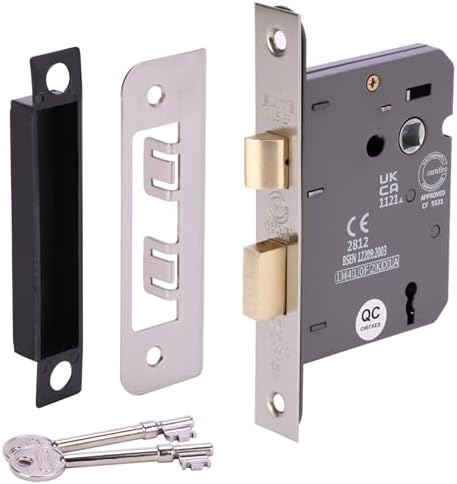 HANDLEZONE® 65mm (2 1/2 inch) Silver Nickel 3 Lever Mortice Sashlock ...