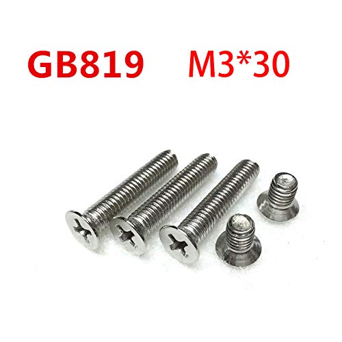 Screws 100pcs/Lot GB819 M3x30 mm M330 mm 304 Stainless Steel Flat Head ...