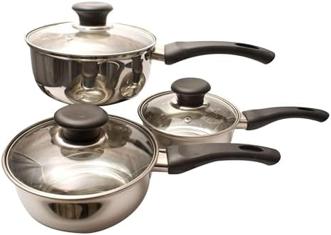6 Pcs Stainless Steel Saucepan Essential Cookware Set with Glass Lids ...