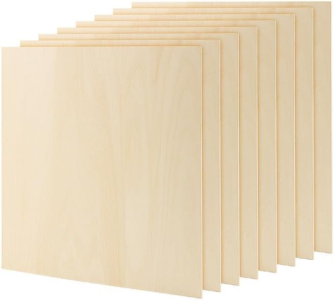 KEILEOHO 8PCS 300 x 300 x 2mm Square Basswood Sheets, Thin Plywood ...