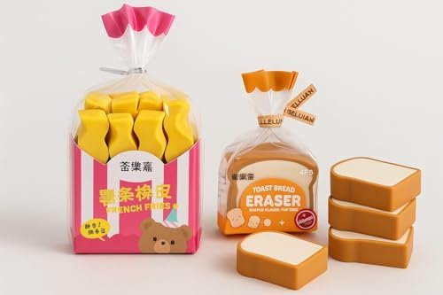 Nehuu Creation Cute Toast and French Fries Eraser Combo for Kids | Fun ...