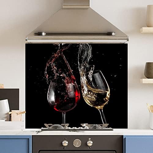 Premium 90 cm x 75 cm Wine Glasses Glass 6mm Kitchen Splashback Heat ...