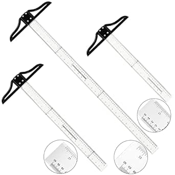 LEIFIDE 3 Pcs Acrylic T Square Ruler Multi Sized T Square Traditional ...
