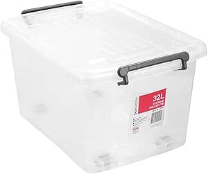 5 x CLEAR PLASTIC STORAGE BOX 32L | Home Closet Garage Organising ...