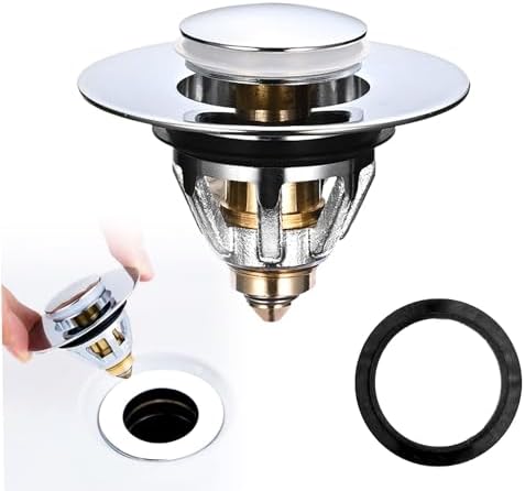 Universal Pop Up Sink Plugs, With Sealing Rubber Ring Spring Core Drain ...