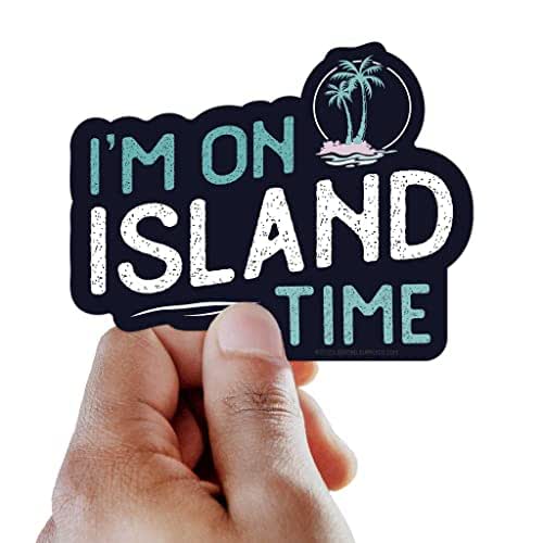 Amazon.com: Navy Blue I'm on Island Time Beach Sticker - Palm Trees and ...