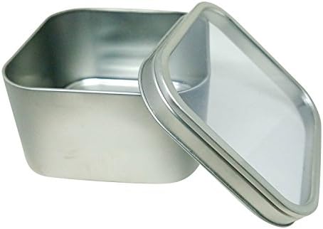 Amazon.com - Square Metal Tin Box Storage Containers with Windowed Lids ...
