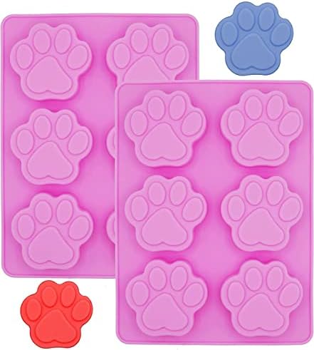 VENCILAZY Puppy Cat Dog Paw Shaped Silicone Chocolate Mold Vencilazy 2PCS-6 Cavity Paw Print ...