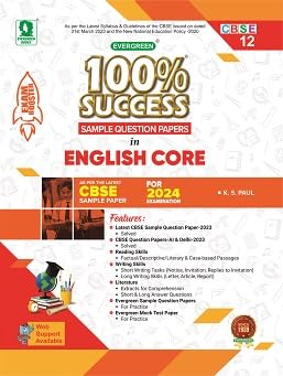 EV. 100% SUCCESS SAMPLE QUESTION PAPER IN ENGLISH CORE FOR CLASS 12 ...
