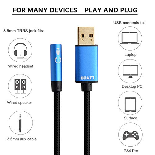Snapklik.com : LZYCO USB To Audio Jack,USB To 35mm Jack Audio Adapter ...