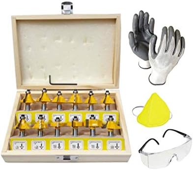 ISC Super Quality 8mm 12 Pcs Router/Trimmer Bit Set with Wooden Box for ...