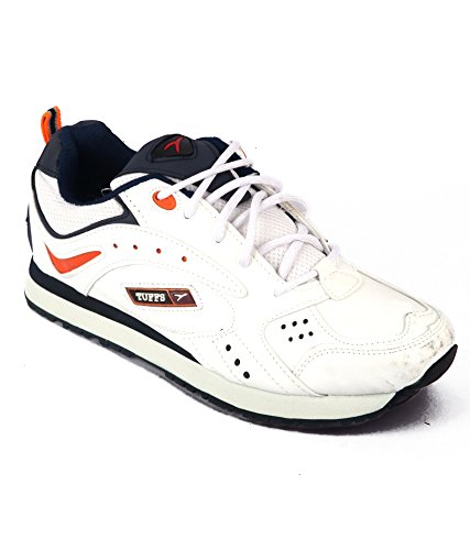 Buy Tuffs Men's White Synthetic Leather Sports Shoes (PR-58White) 12 UK ...