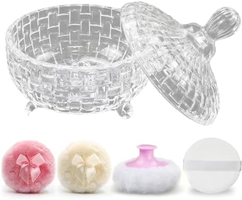 Amazon.com: Qopoto 5 Pieces Large Body Powder Puff and Powder Container ...