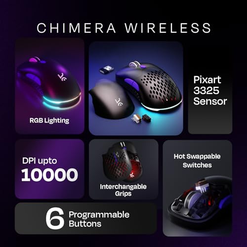 Kreo Chimera RGB Wireless Gaming Mouse with Hot-swappable Switches & 7 ...