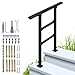 CELYND 2-Step Outdoor Stair Railing: Black Wrought Iron Handrail for 1 ...