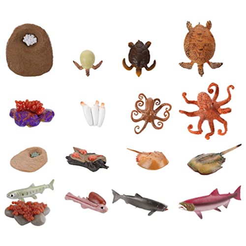 TOYANDONA 4 Sets Sea Animal Life Cycle Figurines of Salmon Horseshoe ...